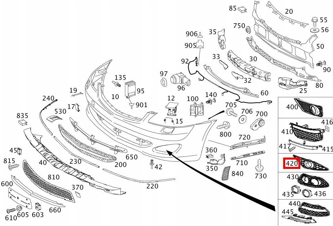OE MERCEDES ATRAPA KRATKA ZDERZAKA S W221 AMG A2218850153 - Opinie i ...