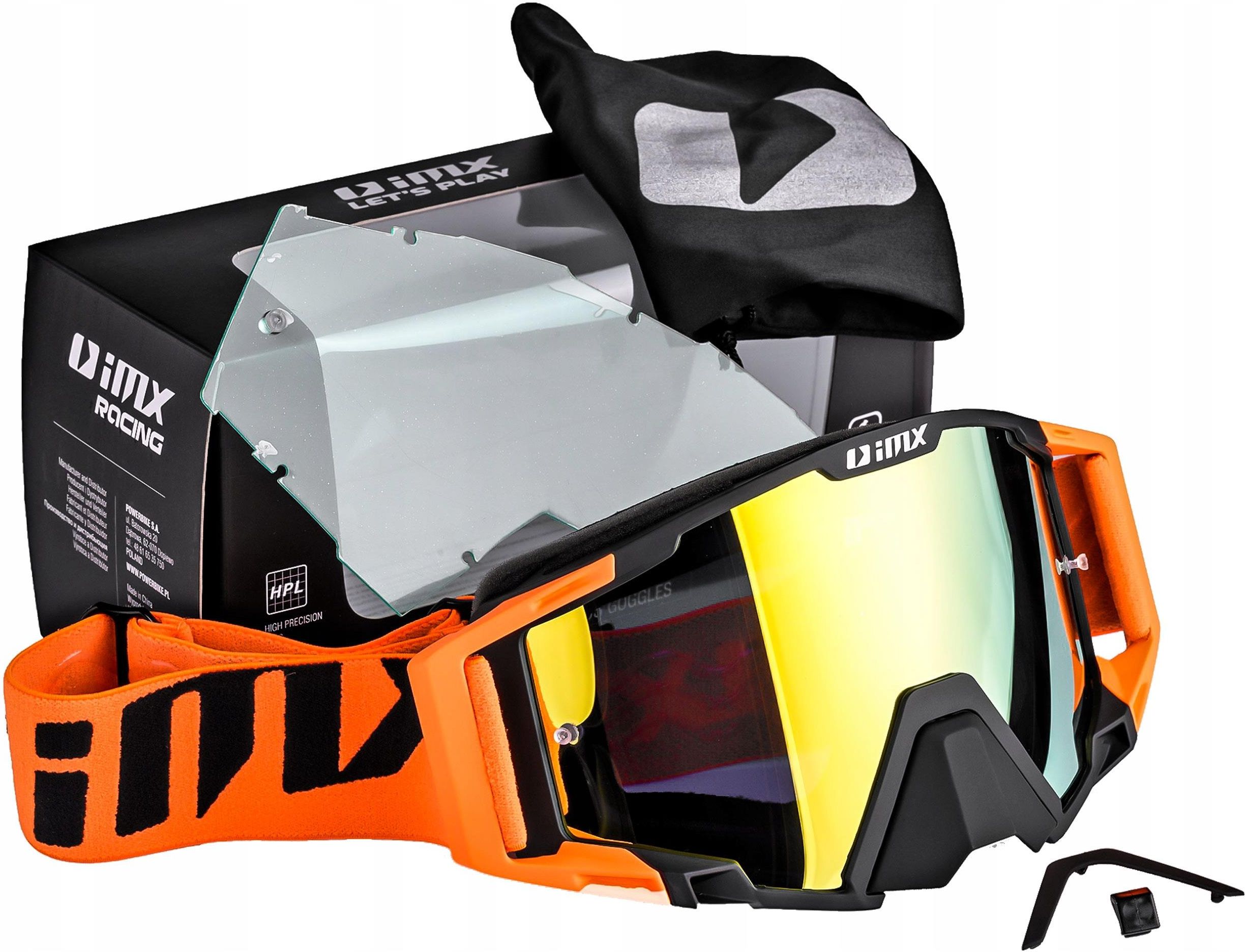 Gogle motocyklowe Gogle IMX Sand Black/orange Dwie Szyby + Pokrowiec ...