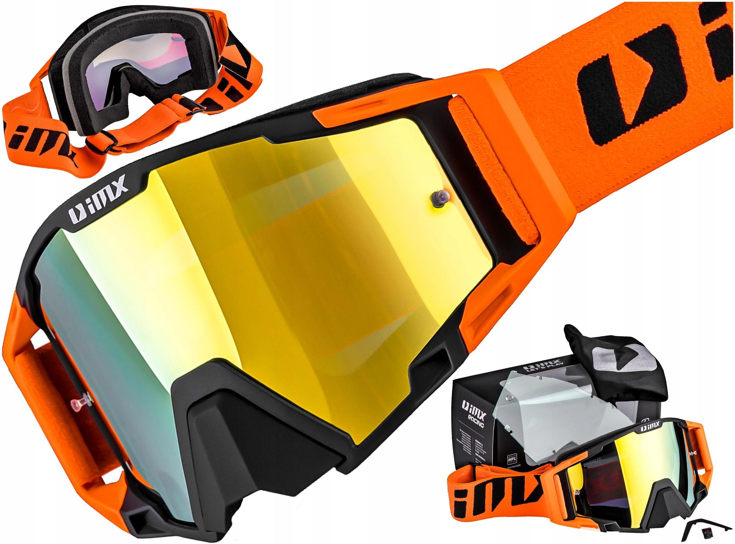 Gogle motocyklowe Gogle IMX Sand Black/orange Dwie Szyby + Pokrowiec ...