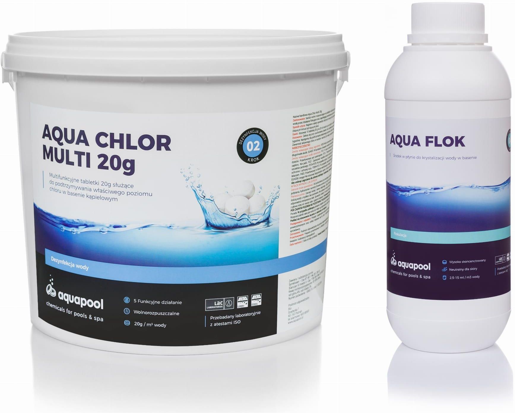 Aquapool Chlor Multi Tabletki 20g Do Basenu 5kg + Koagulant 1l - Ceny i ...