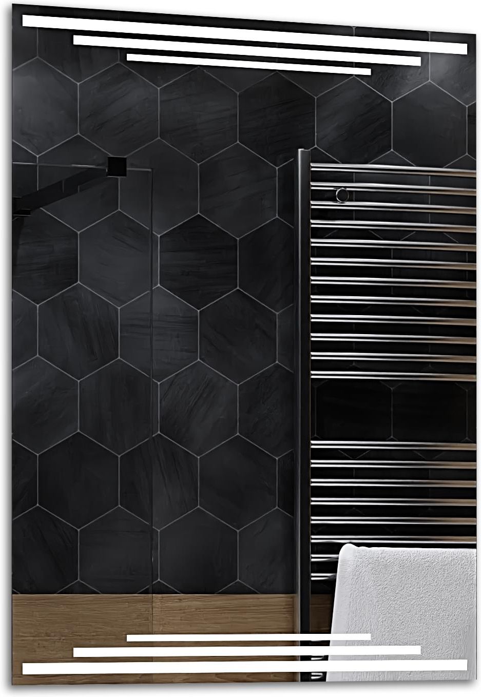 Lustro Łazienkowe z Podświetleniem LED - rozmiar 50x70cm - zimny kolor ...