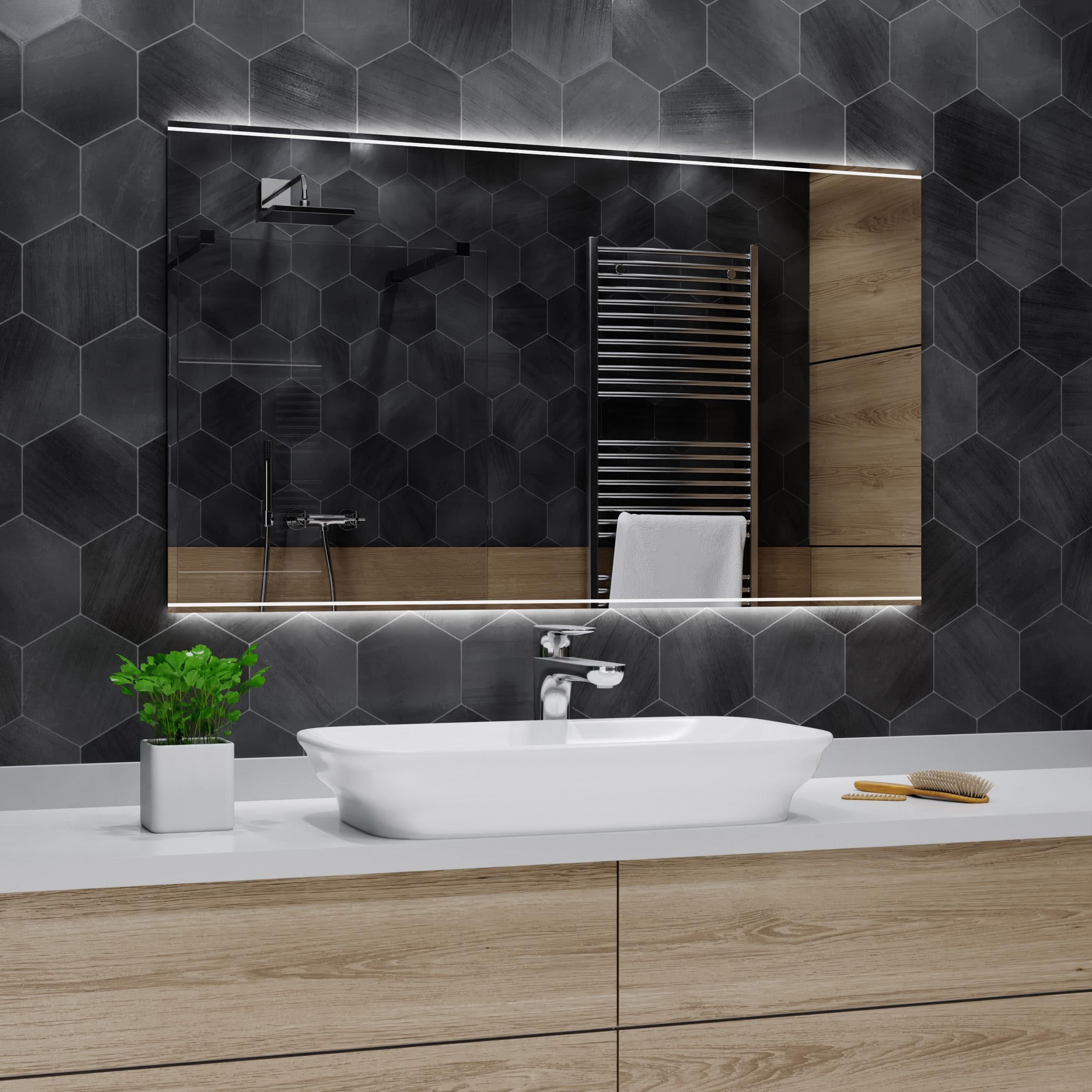 Lustro Łazienkowe z Podświetleniem LED - rozmiar 160x80cm - zimny kolor ...