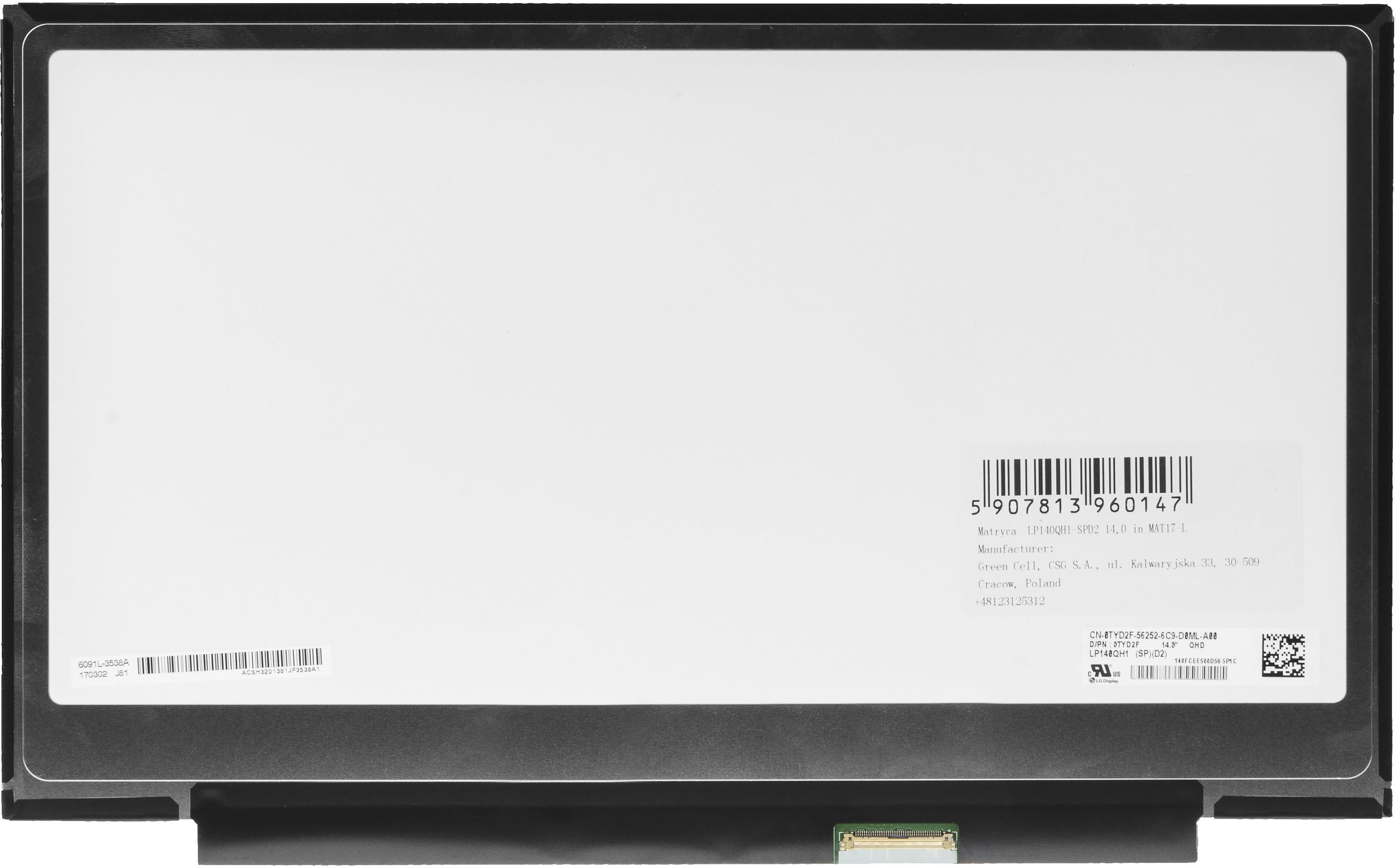 Podzespoły do laptopa MATRYCA LP140QH1-SPA2 DO LAPTOPÓW 14.0 CALI ...