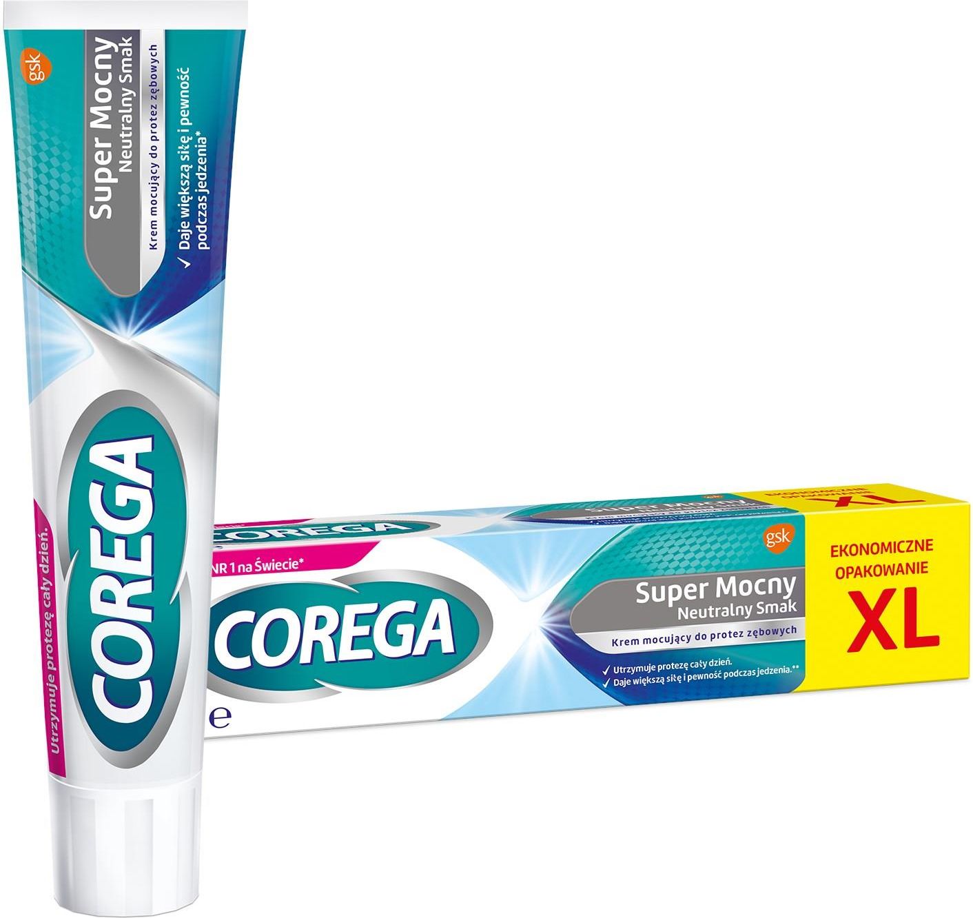 Corega Super Mocny Neutralny Smak Krem mocujący do protez zębowych 70g ...