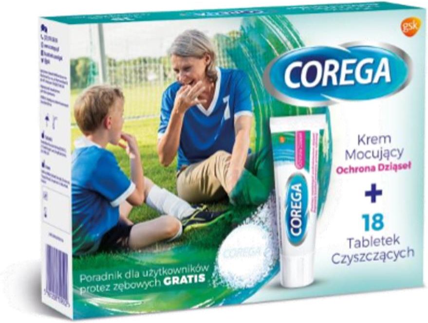 Corega Zestaw Ochrona dziąseł Krem mocujący do protez zębowych 40g ...