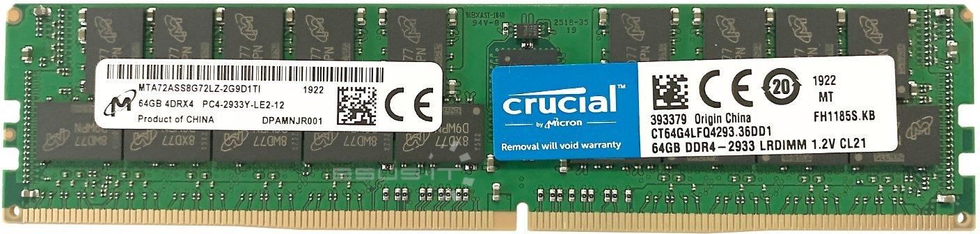 Pamięć RAM Crucial 1x 64GB Crucial ECC DDR4 4Rx4 2933MHz PC423400 ...