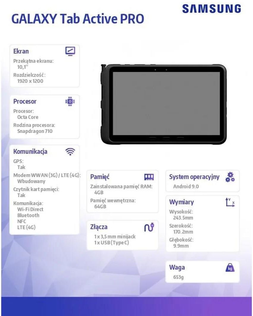Tablet Samsung Galaxy Tab Active Pro 10,1'' 64GB LTE Czarny (SM-T545NZKAXEO) - Ceny i opinie na ...