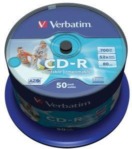 Nośnik danych Verbatim CD-R 700MB 52x Printable (cake box, 50szt) - Opinie i ceny na Ceneo.pl