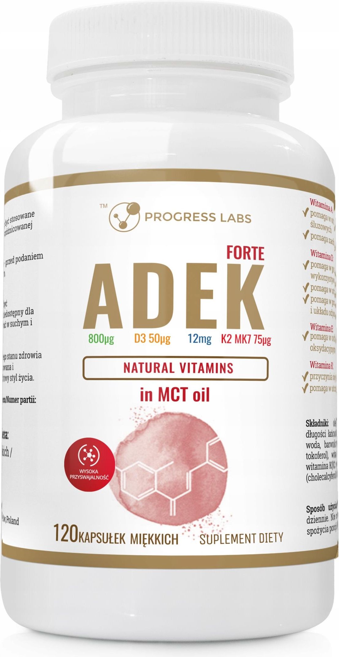 Preparat medycyny naturalnej Progress Labs ADEK Forte 120kaps. - Opinie ...