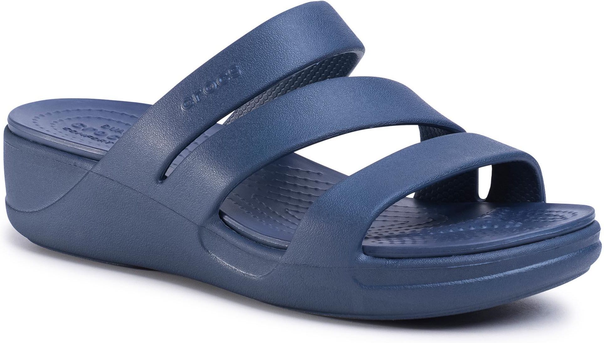 Klapki CROCS - Monterey Strappy Wedge W 206304 Navy - Ceny i opinie ...