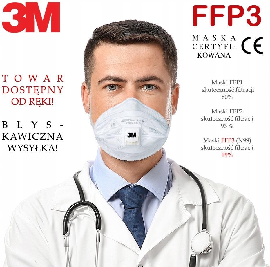 10 x Maska 3M FFP3 99% SKUTECZNOŚĆ!!! - Ceny i opinie - Ceneo.pl