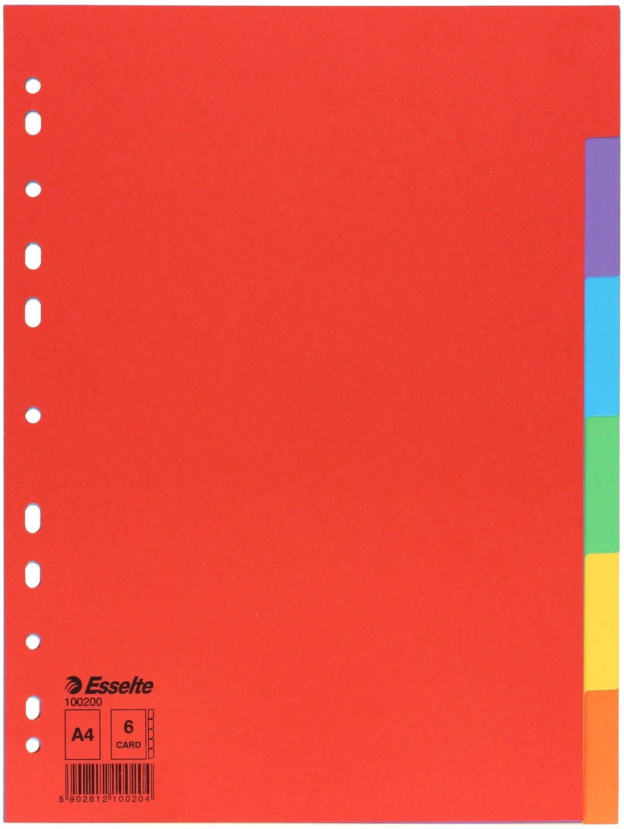 ESSELTE PRZEKŁADKI KARTONOWE A4 6K KOLOROWE 100200 - Ceny i opinie ...