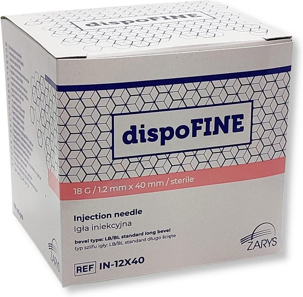 ZARYS DISPOFINE IGŁY INIEKCYJNE 1,2X40 MM 18G STERYLNE 100 SZT. (1) - ceny i opinie - Ceneo.pl