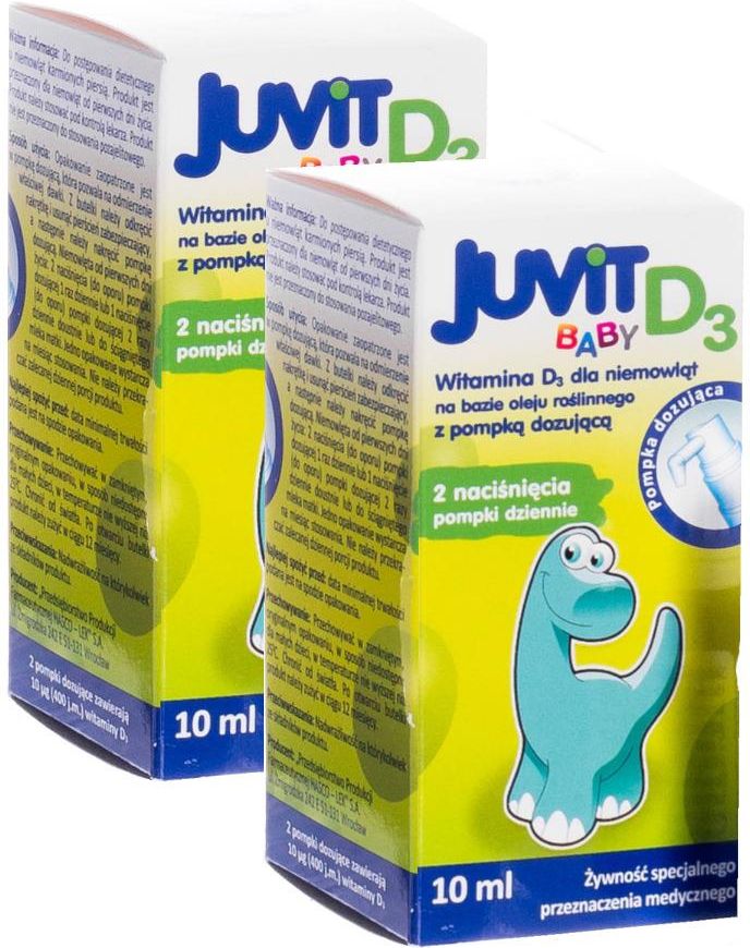 Juvit D3 Baby witamina D3 dla niemowląt na bazie oleju roślinnego 2 x ...