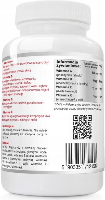 Adek Forte A D3 E K2-MK-7 w oleju Mct 60 kaps. - Opinie i ceny na Ceneo.pl