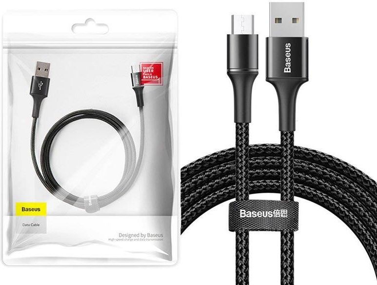 Kabel Baseus Halo micro USB 2A 2m podświetlany led nylonowy black ...