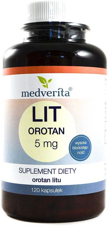 Preparat medycyny naturalnej Medverita Lit orotan litu 5mg 120kaps ...