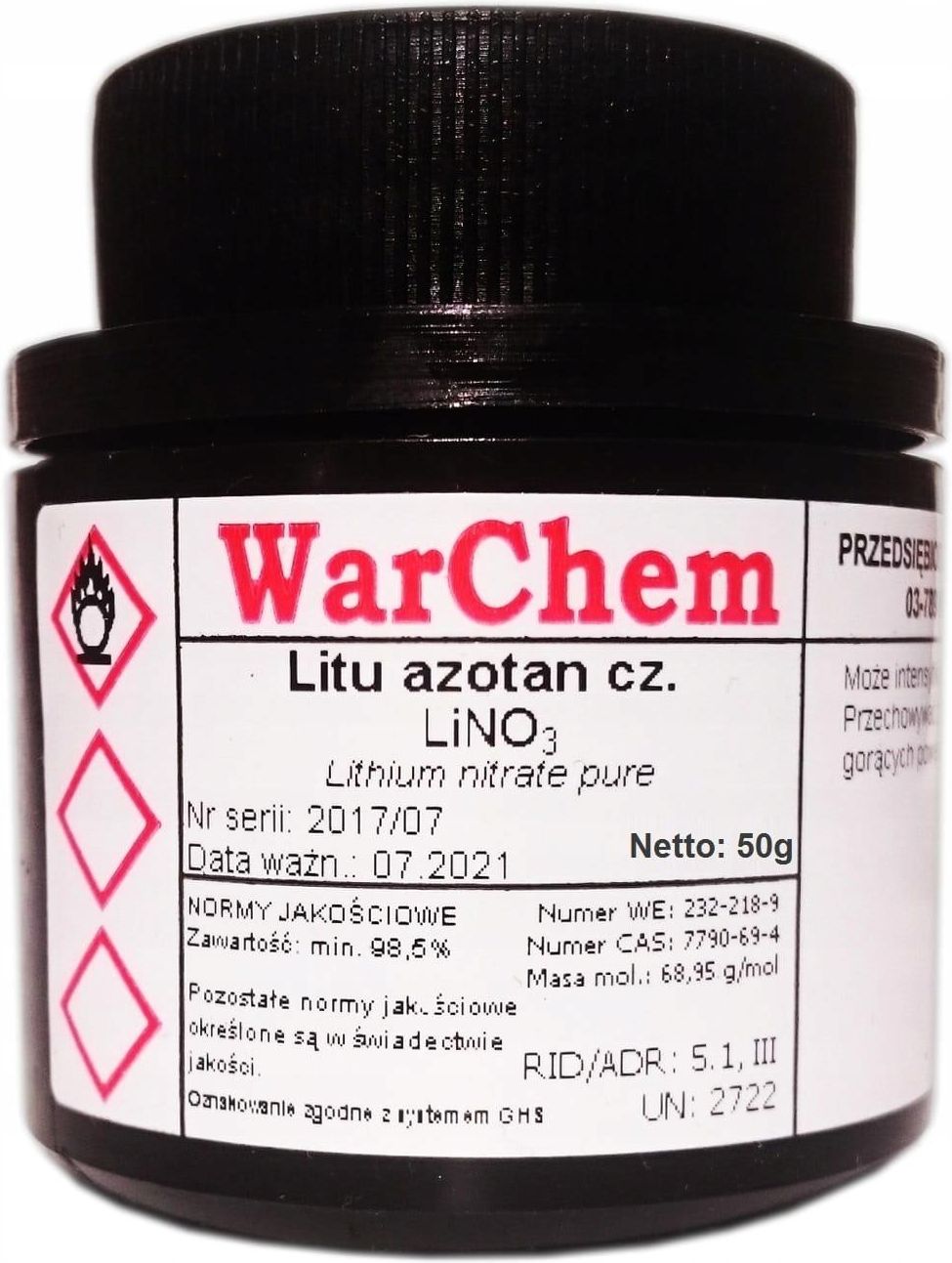 Drobne akcesoria medyczne Warchem Azotan Litu 3Hydrat - Czysty - 50G ...