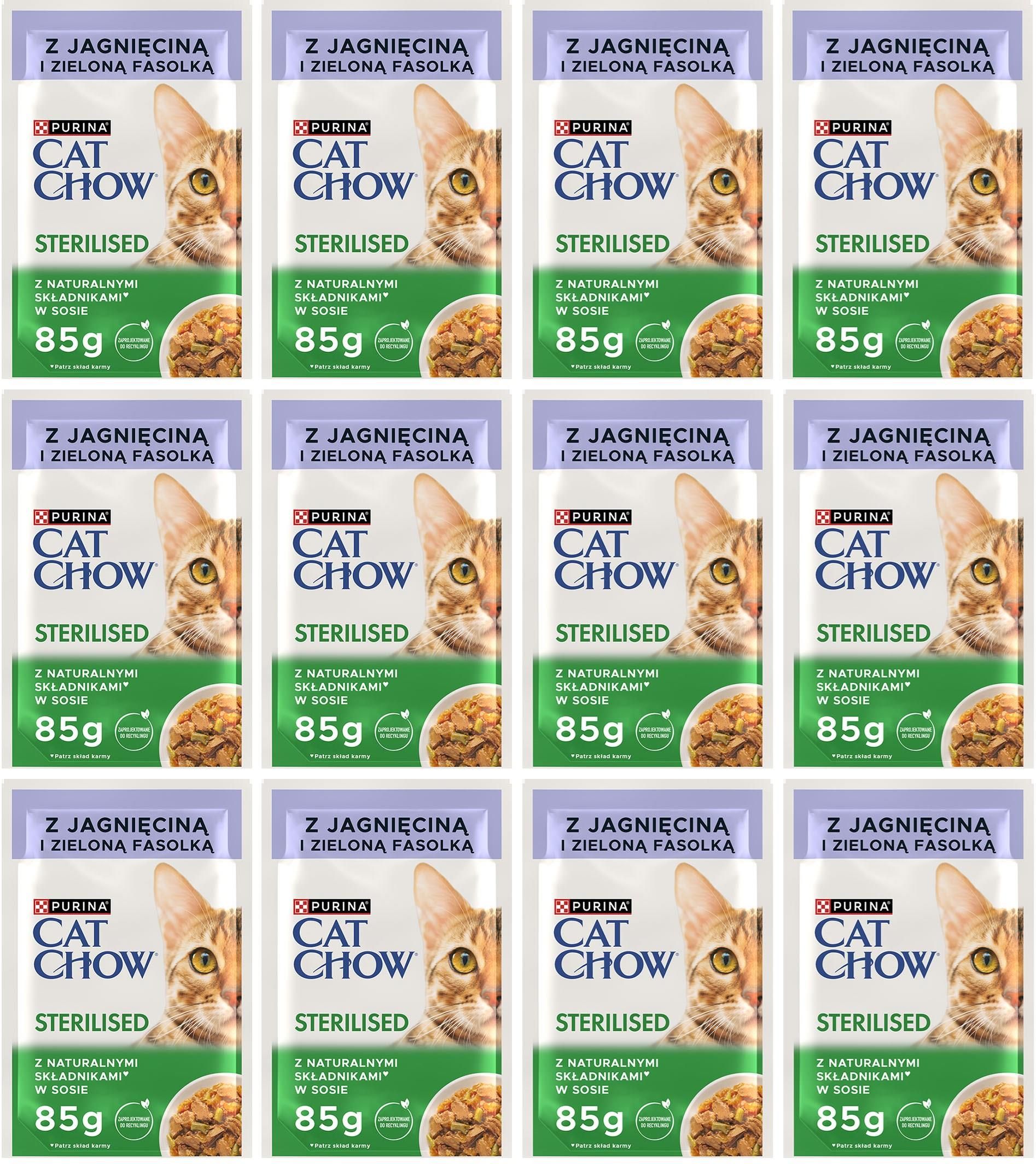 Karma Cat Chow Sterilised Dla Sterylizowanych Kotów z Jagnięciną i Zieloną Fasolką w Sosie ...