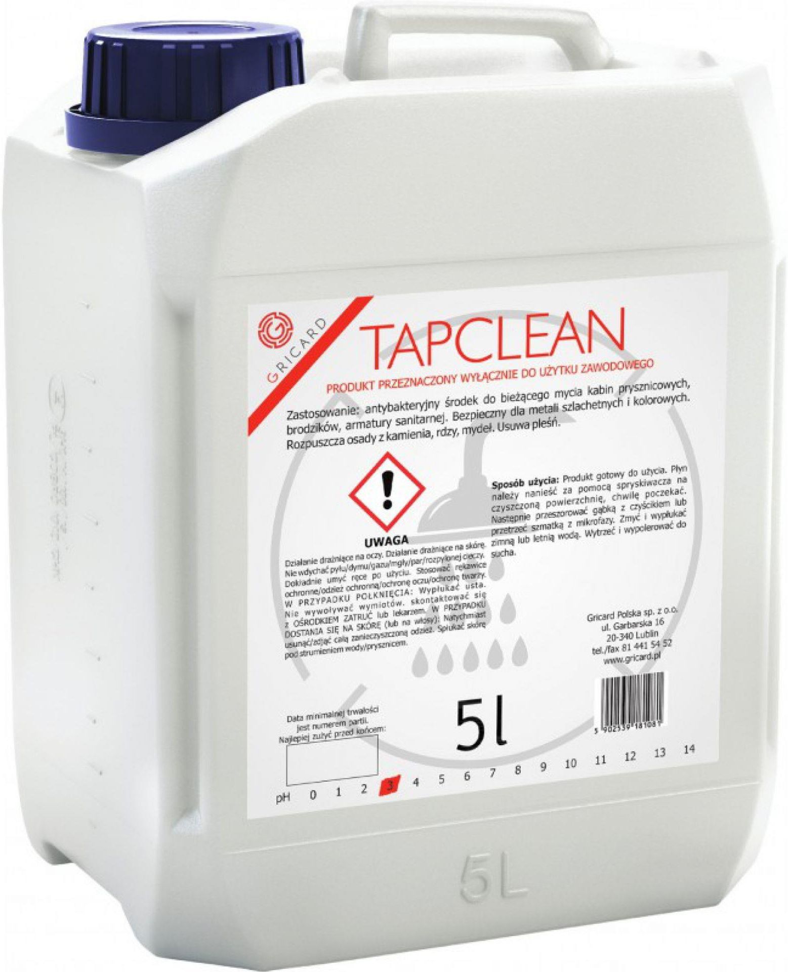 Gricard Tapclean 5L Do Bieżącego Mycia Toalet, Kabin Natryskowych ...