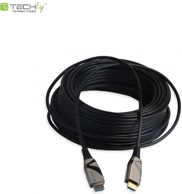 KABEL OPTYCZNY HDMI TECHLY HDMI-HDMI 2.0 M/M ETHERNET 3D 4K, 30M, CZARNY CZARNY (103991 ...