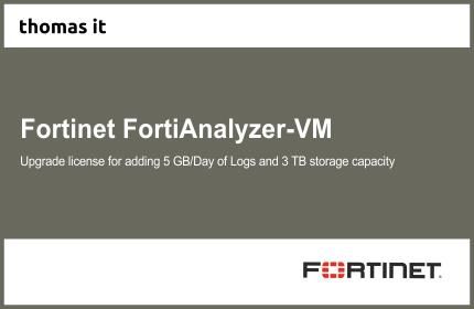 Fortinet FortiAnalyzer-VM Upgrade license for adding 5 GB/Day of Logs and 3 TB storage capacity ...