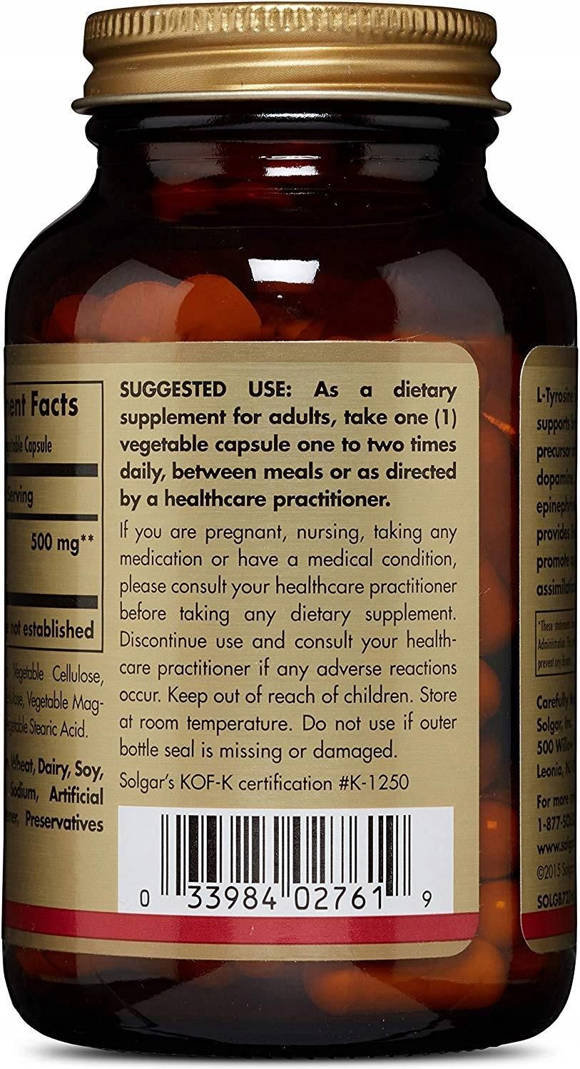 Solgar L-Tyrosine 500 mg 100 Kaps Tyrozyna - Opinie i ceny na Ceneo.pl