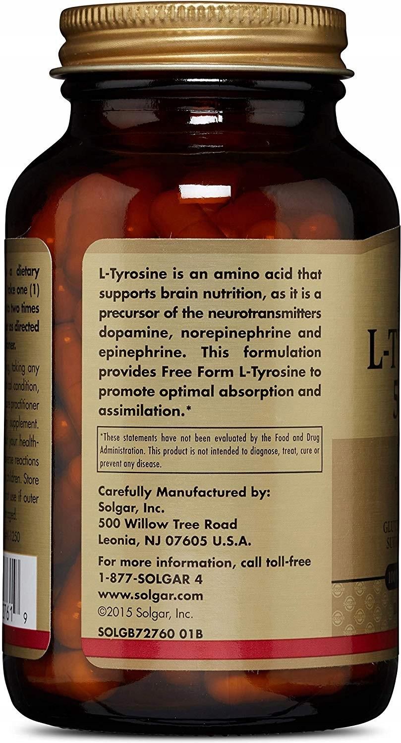 Solgar L-Tyrosine 500 mg 100 Kaps Tyrozyna - Opinie i ceny na Ceneo.pl