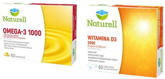 NATURELL Omega-3 1000mg 60 kapsułek + Witamina D3 2000 60 tabl do ssania - Opinie i ceny na Ceneo.pl