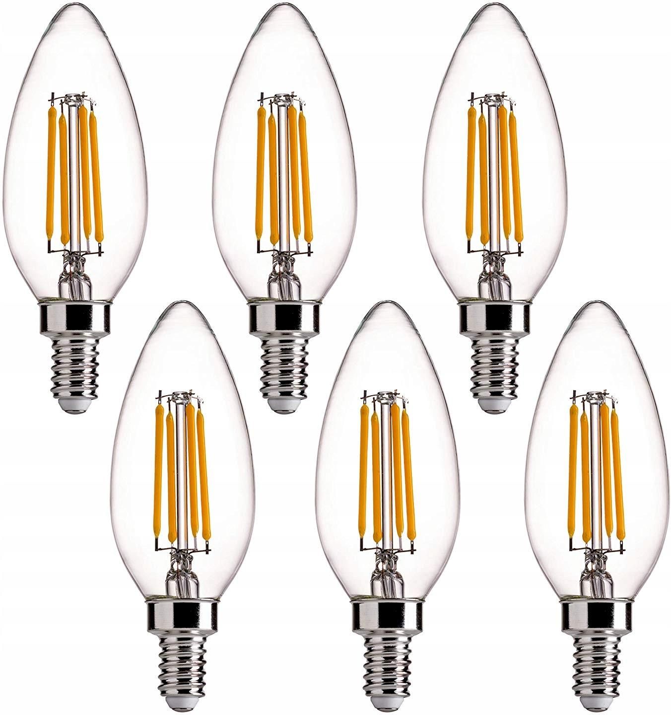 Luminova Zestaw 6x ŻarÓwka E14 Led Filament 6w Świeczka Opinie I