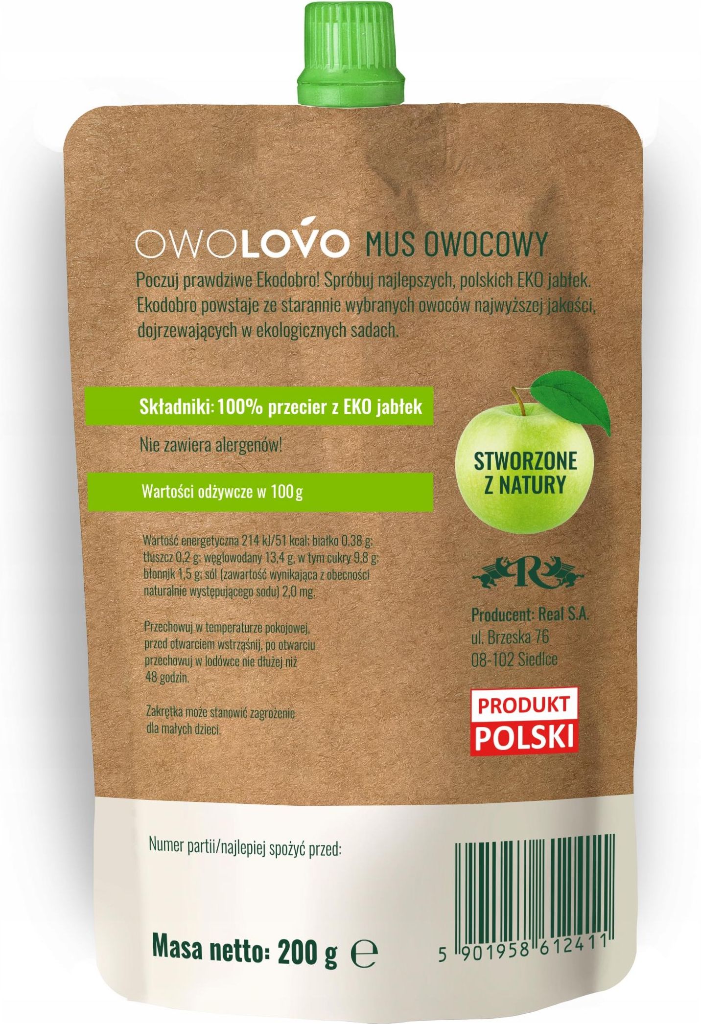 Mus jabłkowy Owolovo * Ekodobro 8 x 200 g * Nowość - Ceny i opinie ...
