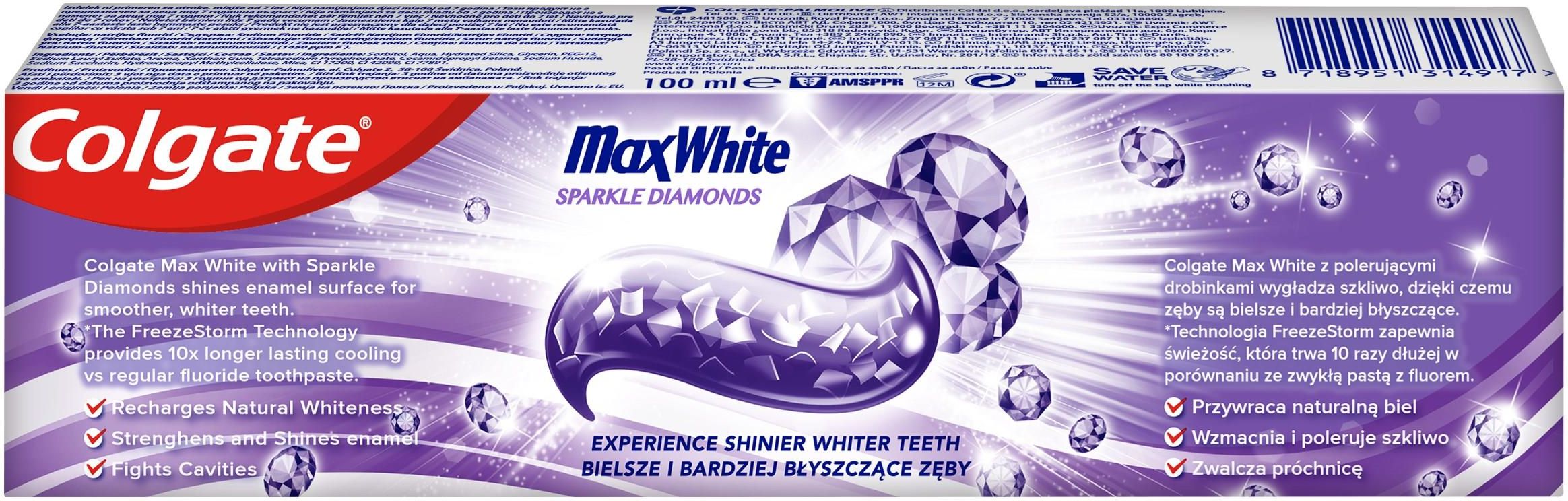 Colgate Max White Pasta Do Zębów Sparkle Diamonds 100 ml - Opinie i ...