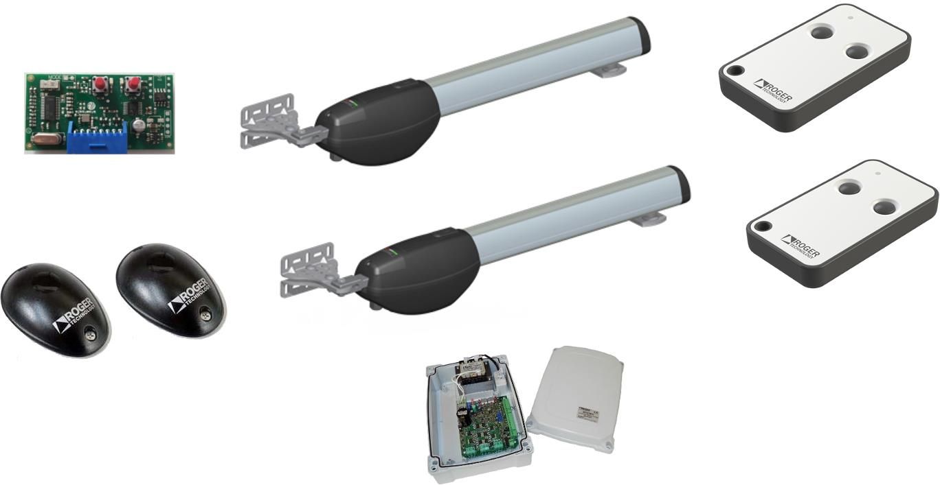 Napęd do bramy Roger Brushless Zestaw LIGHT BE20/200/HS do bram skrzydłowych do 5m 2,5m + 2,5m ...