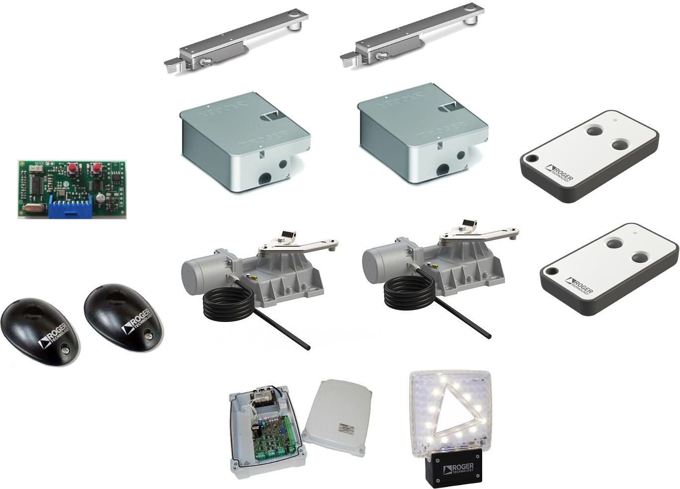 Napęd do bramy Roger Brushless Zestaw FULL BR21/351 do bram skrzydłowych do 9m 4,5m + 4,5m ...