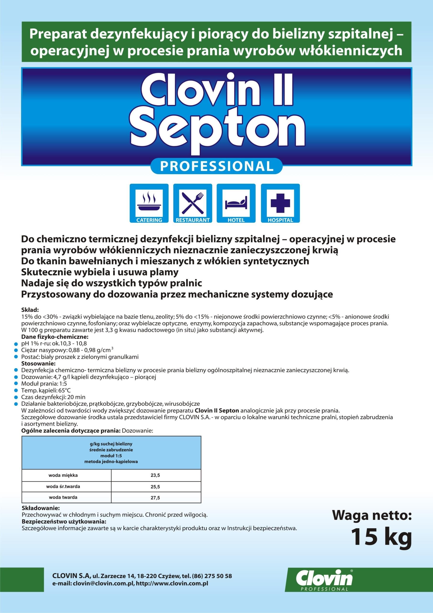 Clovin II Septon 5,175 kg proszek dezynfekujący - Opinie i atrakcyjne ...