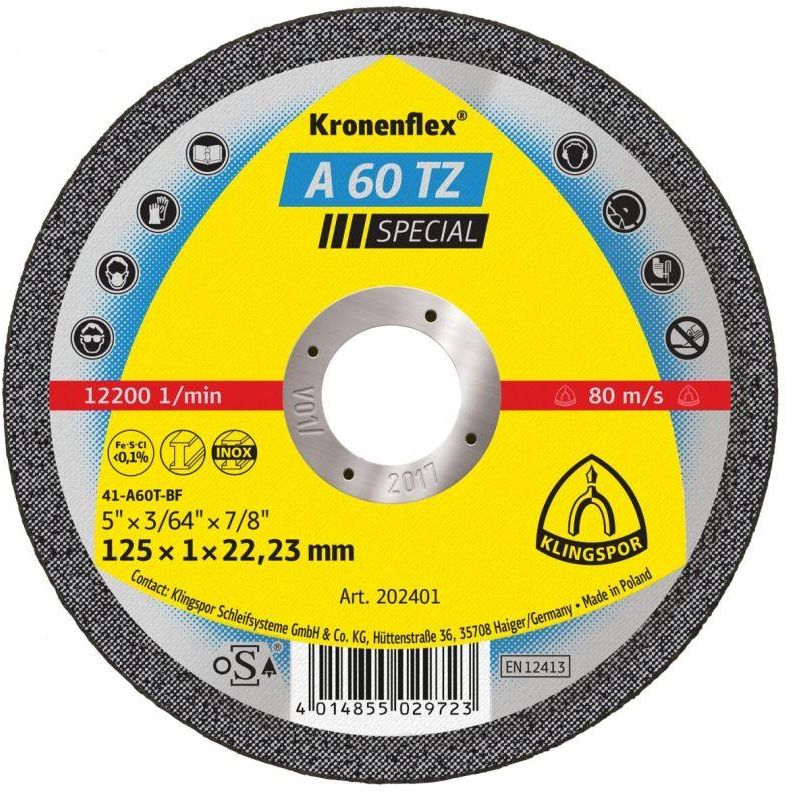 Tarcza tnąca Klingspor TARCZA PŁASKA A60TZ T1A 125x1,0x22 (202401) - Opinie i ceny na Ceneo.pl
