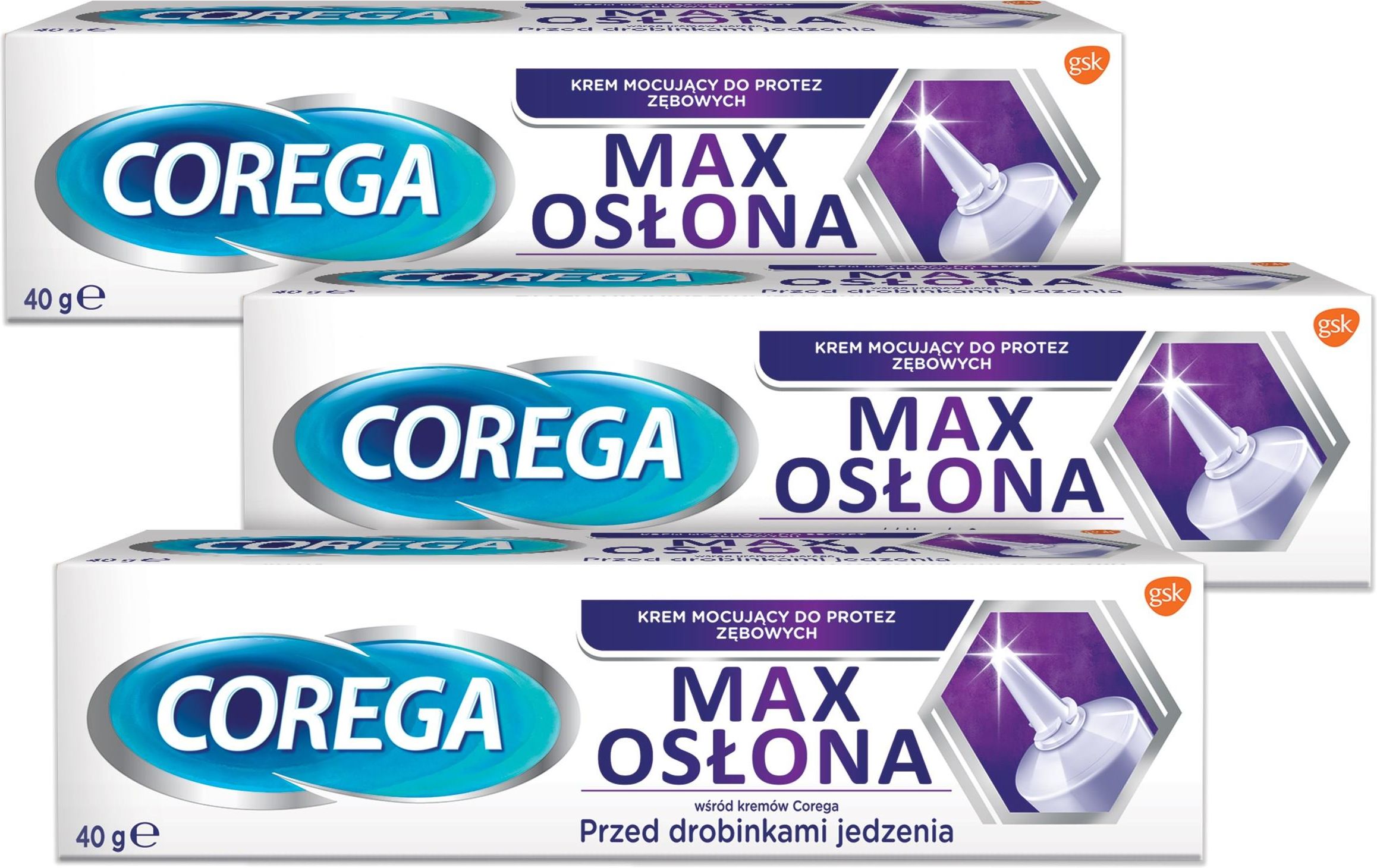 Corega Max Osłona Krem mocujący do protez zębowych 3x40g - Opinie i ...