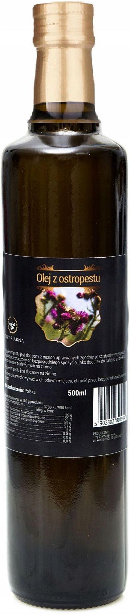 Olej Z Ostropestu 500ML Tzimnotłoczony Trzyziarna - Ceny i opinie - Ceneo.pl