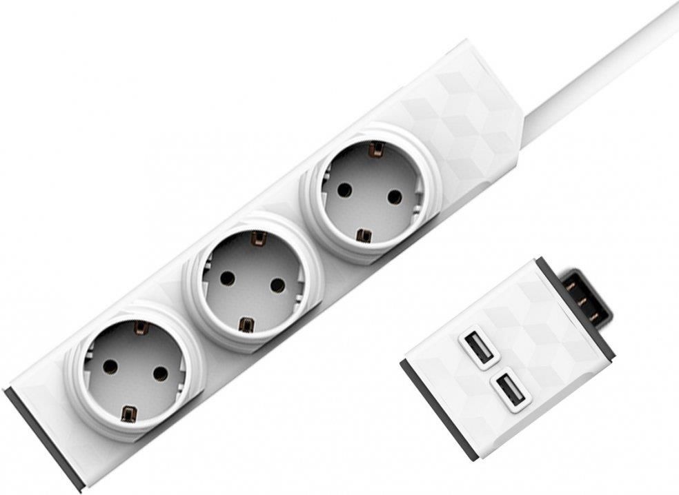 Listwa zasilająca Allocacoc PowerStrip Modular Switch 1,5m + USB ...