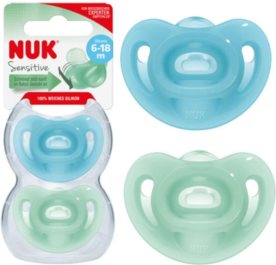 NUK Sensitive 6-18M zielony+niebieski 2 szt. - Ceny i opinie - Ceneo.pl