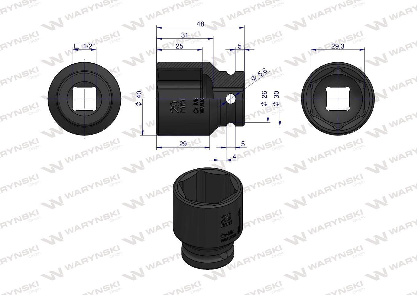 Waryński Origin Nasadka Udarowa Sześciokątna 1/2 29Mm Crmo Din 3129 ...