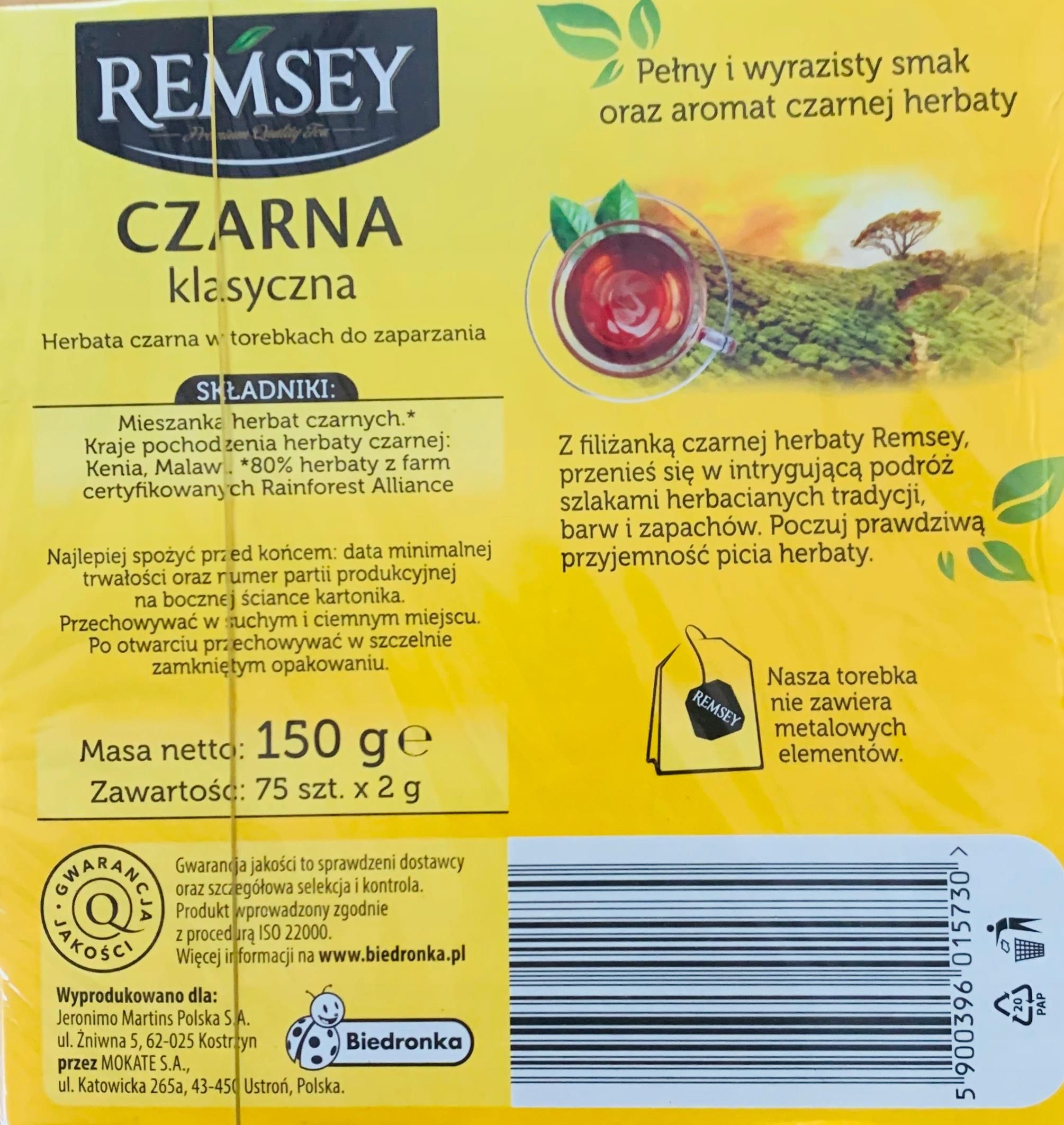Herbata Remsey Klasyczna Czarna Herbata - 75 Szt. - Ceny i opinie ...