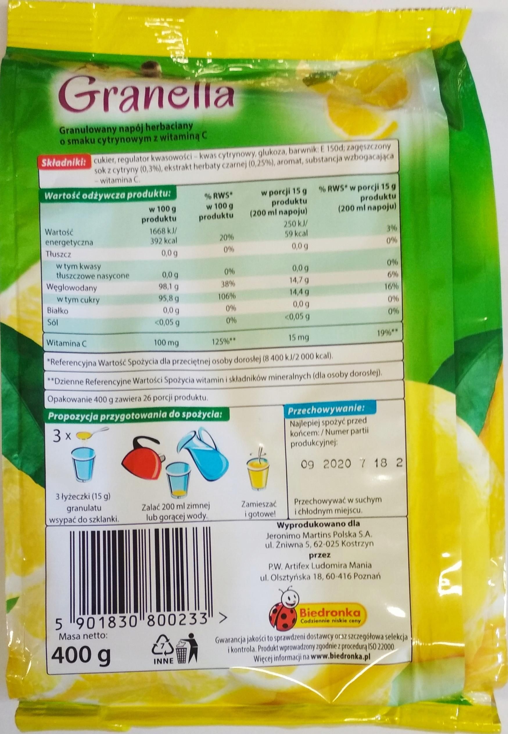 Herbata Granella napój herbaciany Cytrynowy z wit C - Ceny i opinie ...