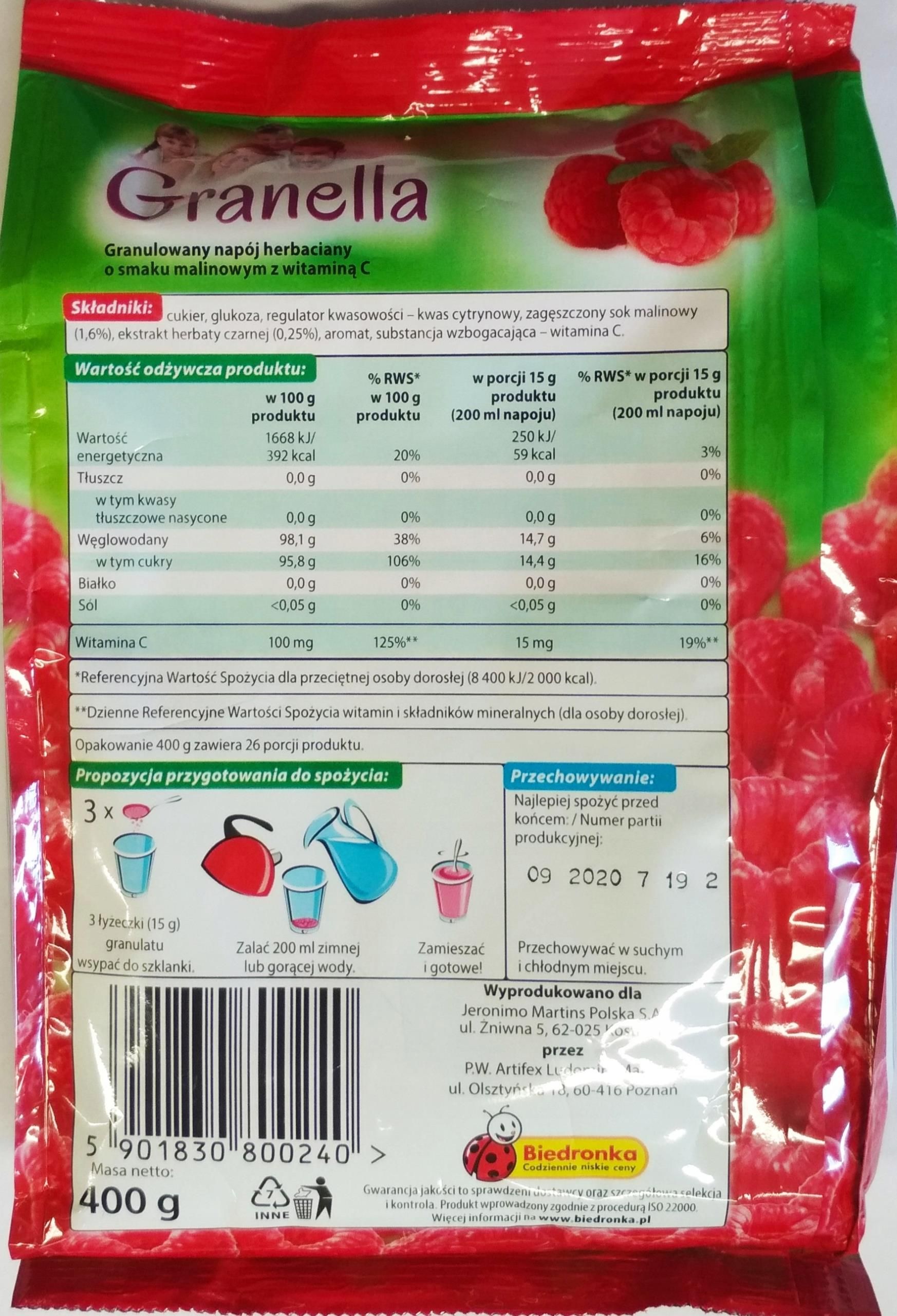 Herbata Granella napój herbaciany Granulat malina z wit C - Ceny i ...
