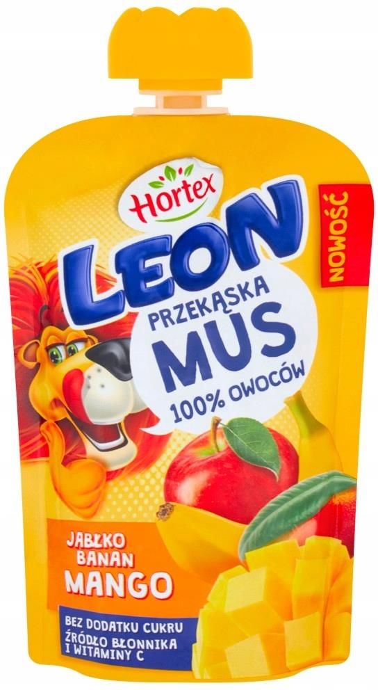 Hortex Leon Mus Banan Jabłko Mango 12 x 100g - Ceny i opinie - Ceneo.pl