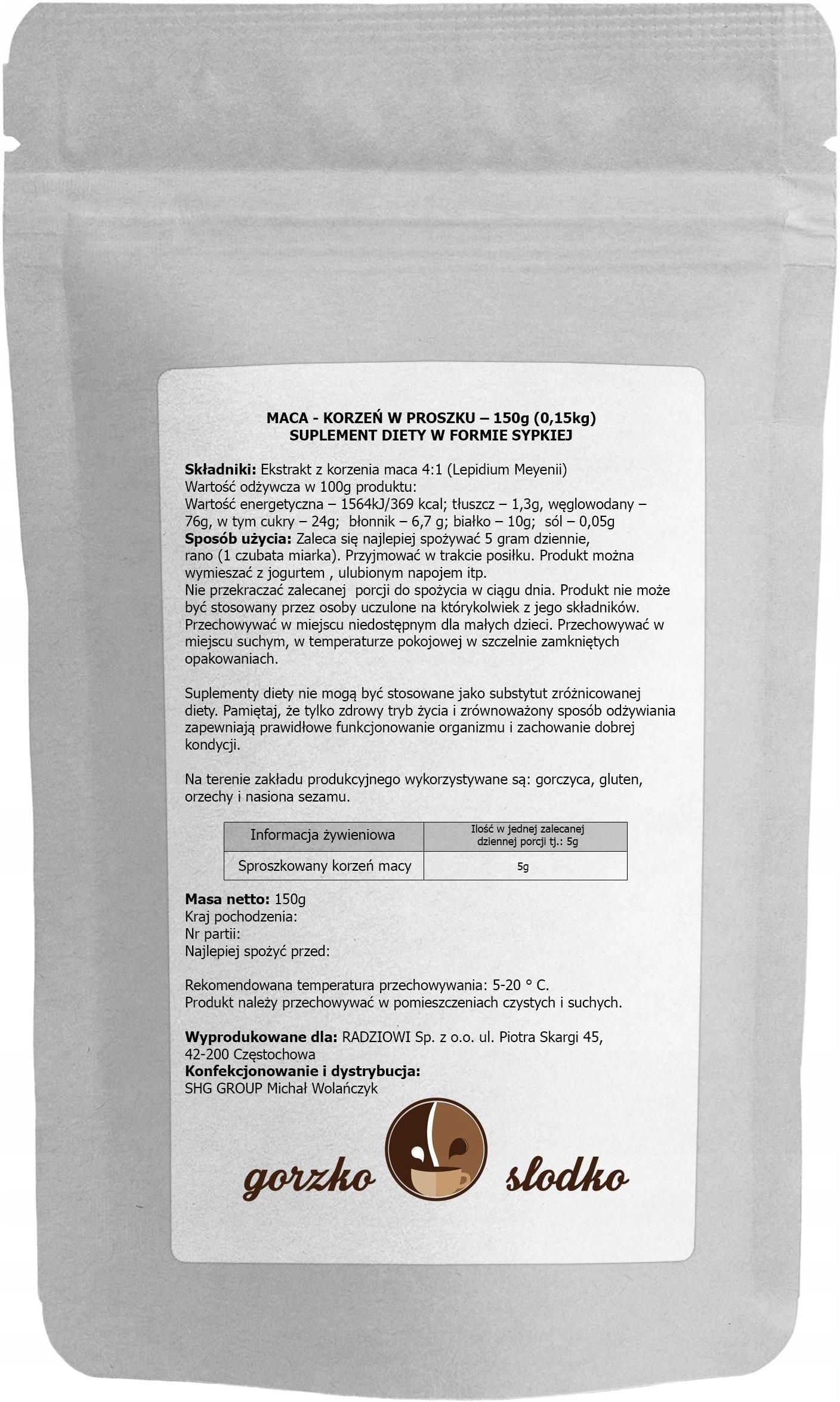 Maca Korzeń Ekstrakt 4:1 na witalność libido 150g - Ceny i opinie ...