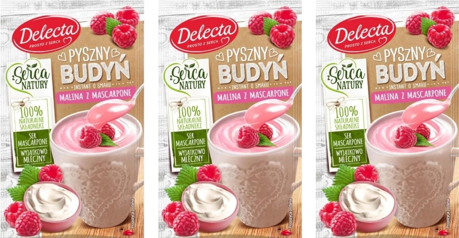 Delecta Budyń Instant- malina z mascarpone 3x40g - Ceny i opinie - Ceneo.pl