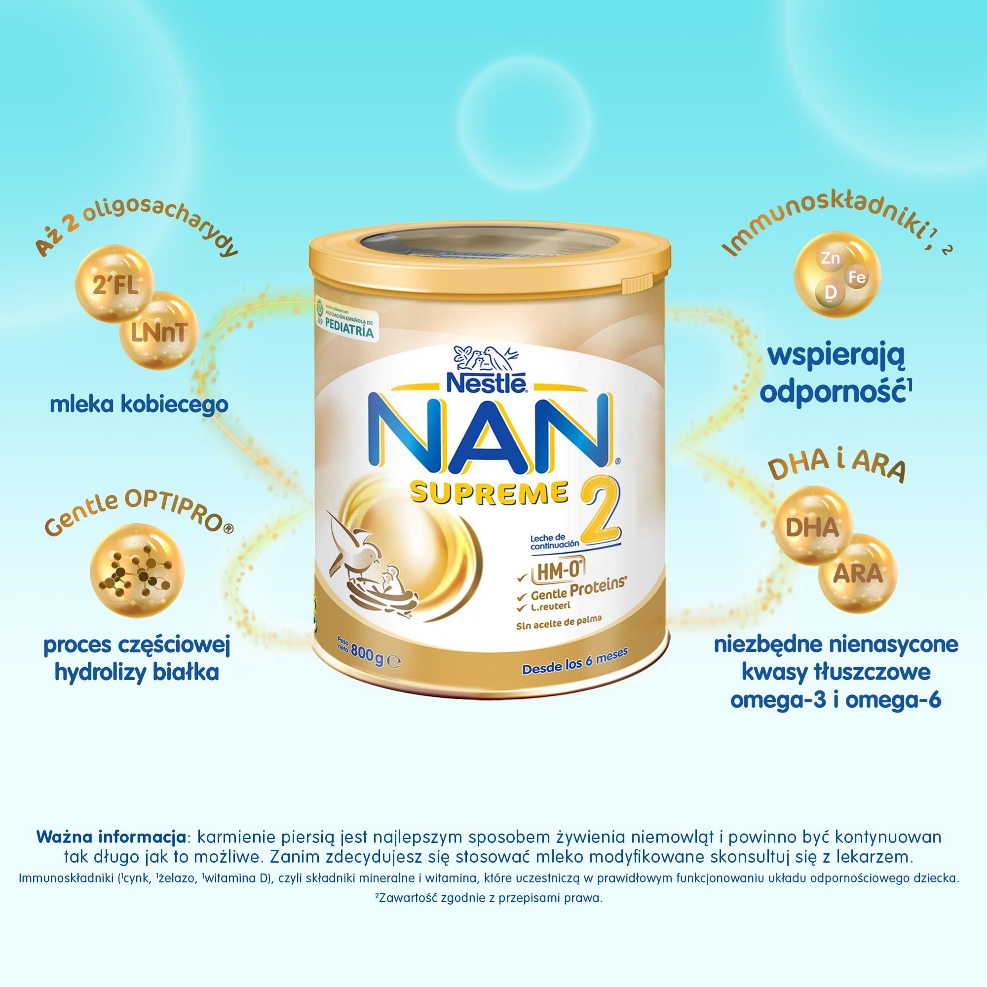 NESTLE NAN SUPREME PRO 2 HM-O Mleko Następne dla niemowląt po 6 ...