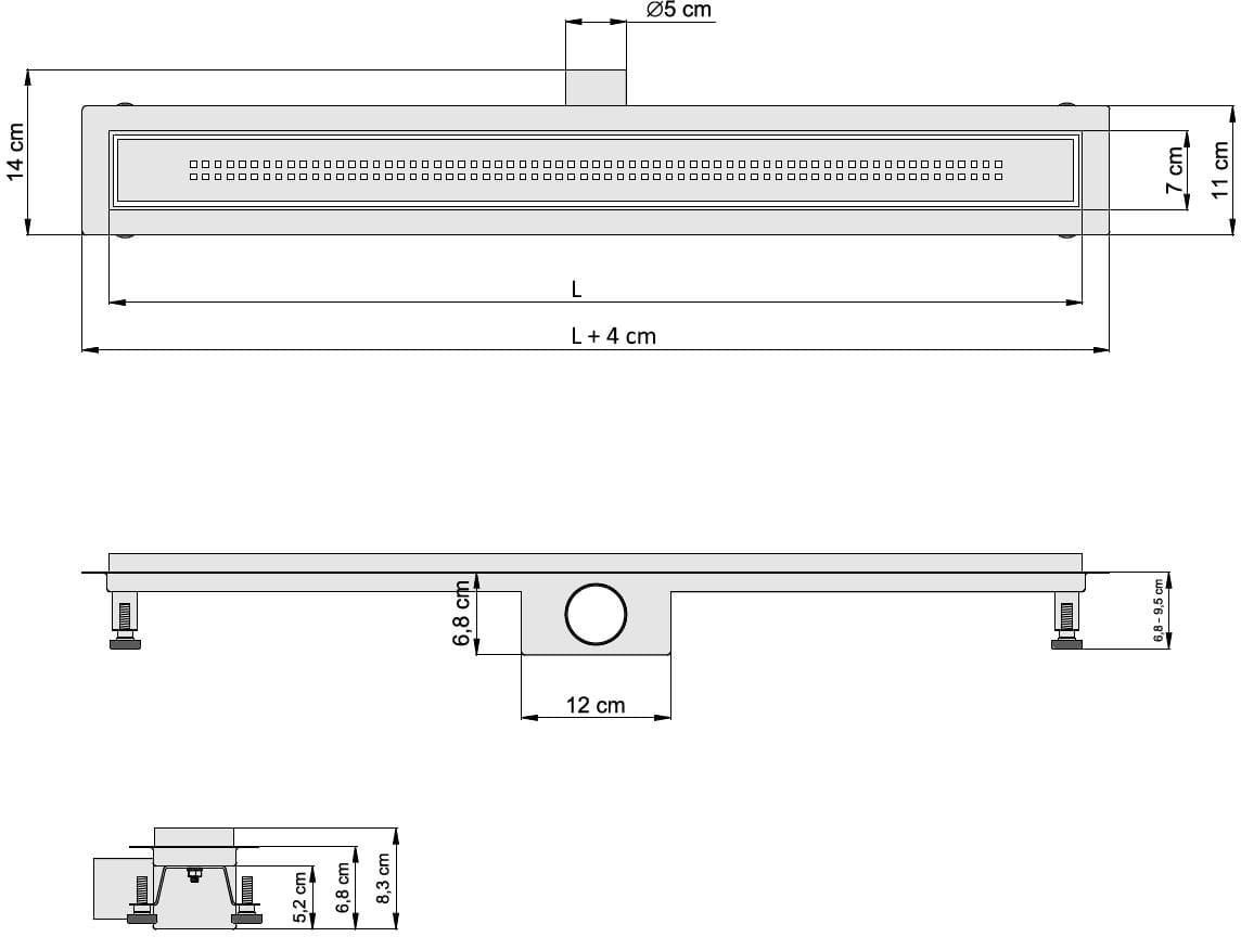 Zestaw odpływowy Spiroflex Odwodnienie Liniowe Aquasteel La Z Mankietem ...