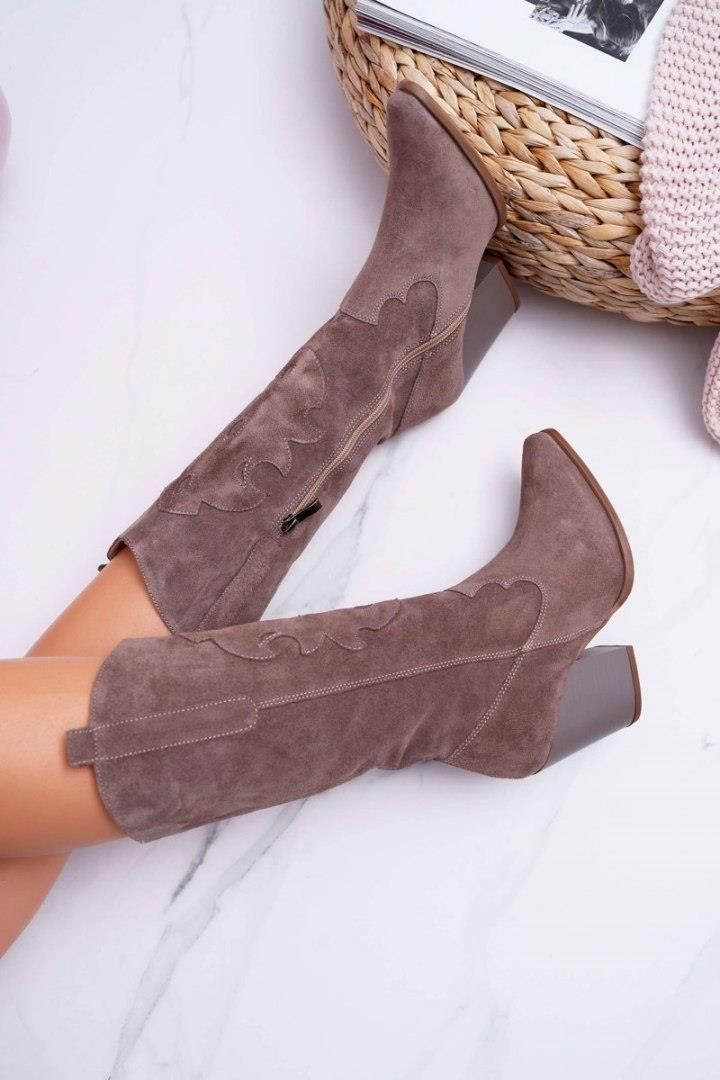 Buty Kozaki Damskie Na Słupku Kowbojki Cappuccino Brunt Damskie ...